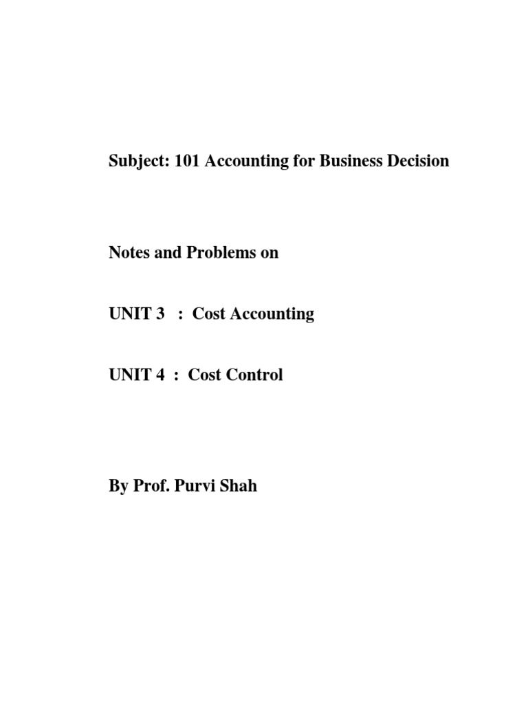 Cost Accounting Notes For Students | PDF | Cost | Cost Accounting