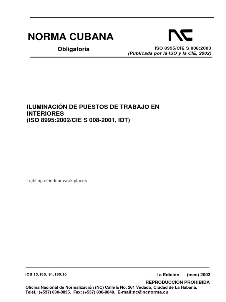 15 Iso 8995-Cie S 008 Iluminacion Puesto Interior | PDF | Encendiendo ...