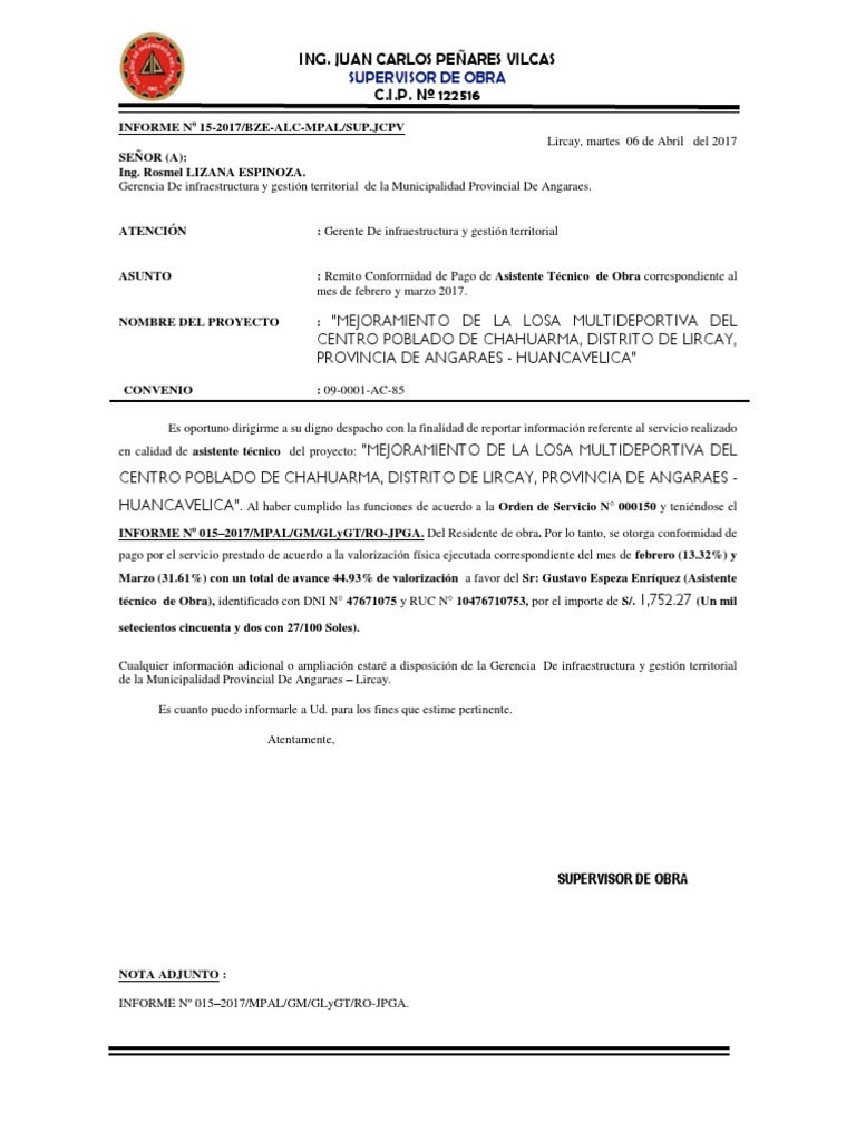 Informe 07 - Conformidad de Asistente | PDF