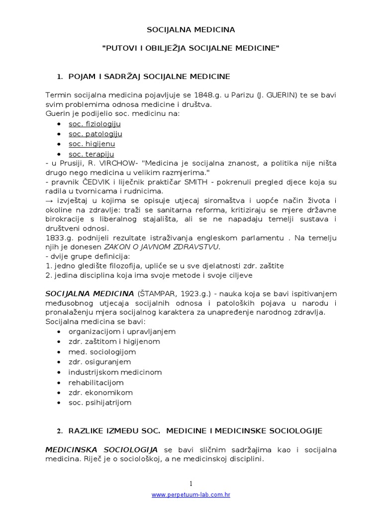 Socijalna Medicina Skripta PDF | PDF