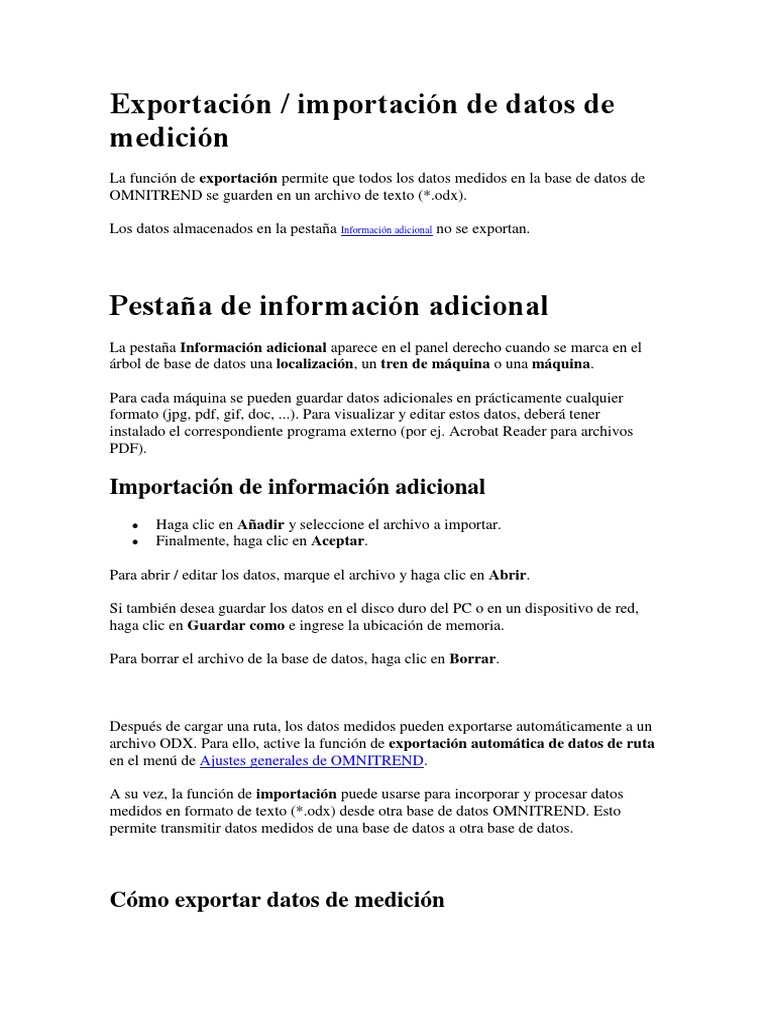 Exportación Datos Omnitrend | PDF