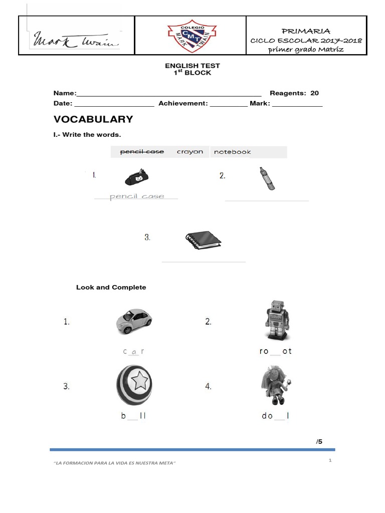 Inglés 1° A y B Matriz | PDF