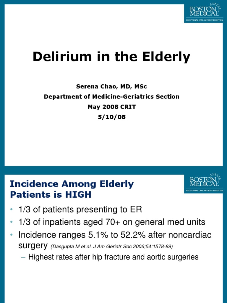 Delirium in The Elderly | PDF | Psychiatry Related Fields | Clinical ...