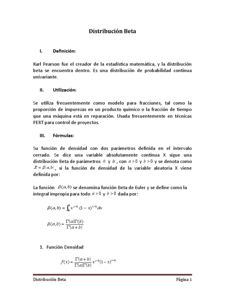 Distribucion Beta | PDF | Distribución de probabilidad | Función de ...
