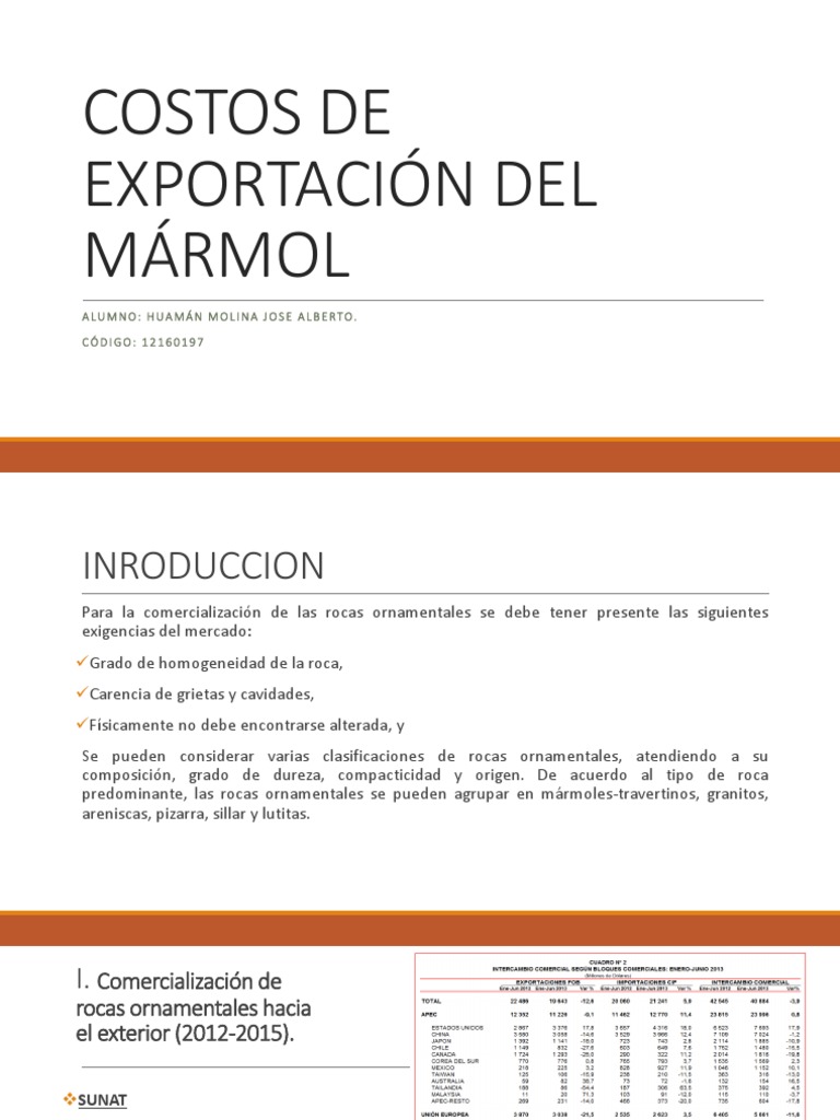 Costos de exportación y principales mercados del mármol peruano | PDF ...
