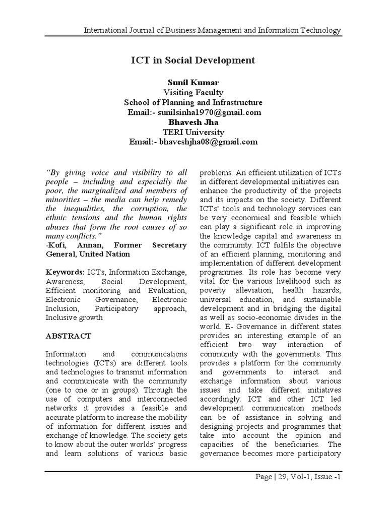ICT in Social Development | PDF | E Government | Information And ...