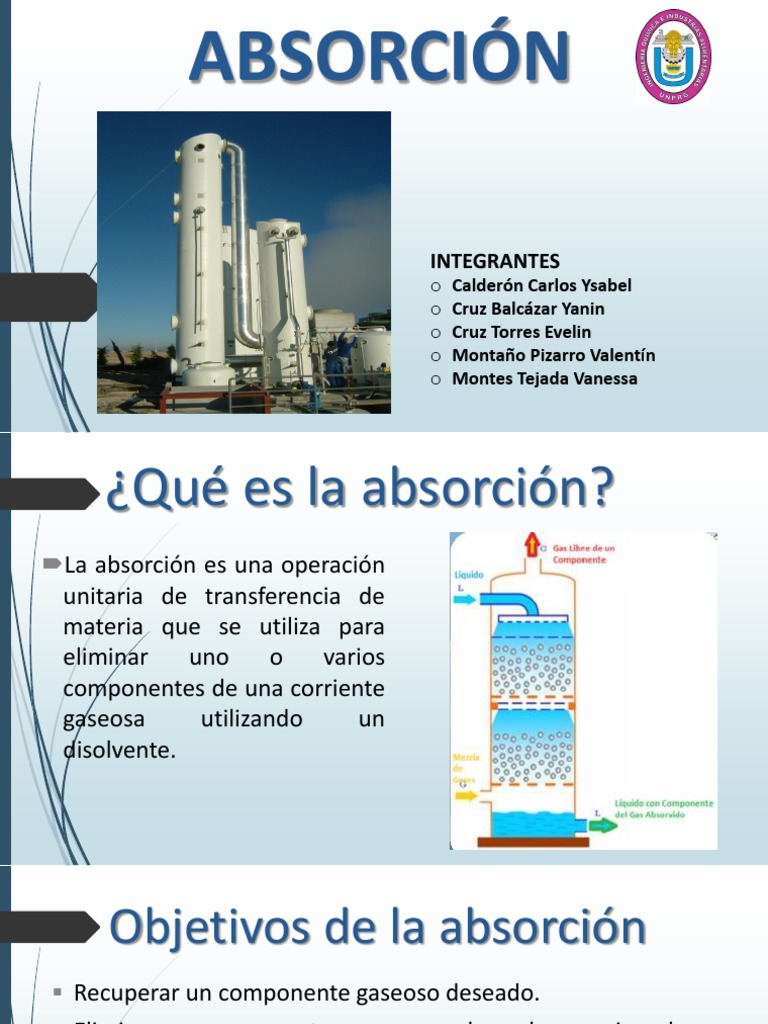 Proceso y Equipos de Absorción | PDF | Absorción (Química) | Solubilidad