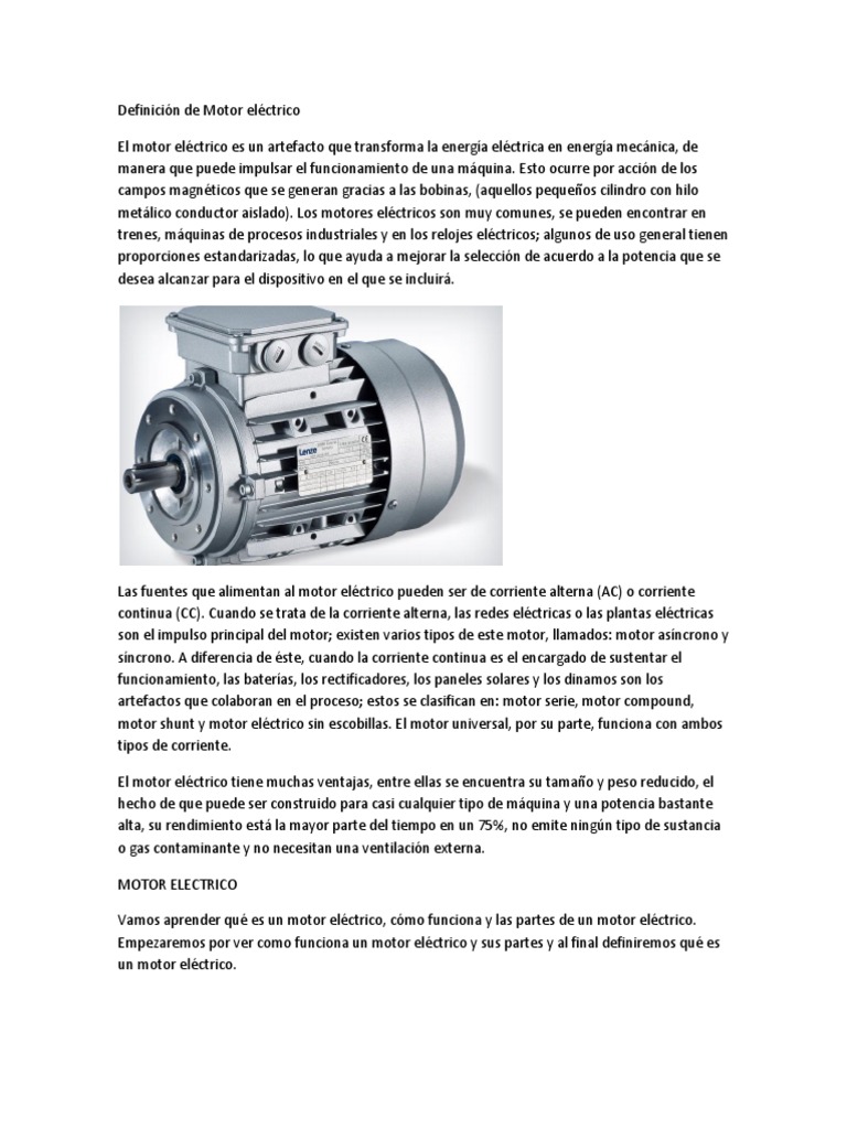 Definición de Motor Eléctrico | Motor eléctrico | Corriente eléctrica
