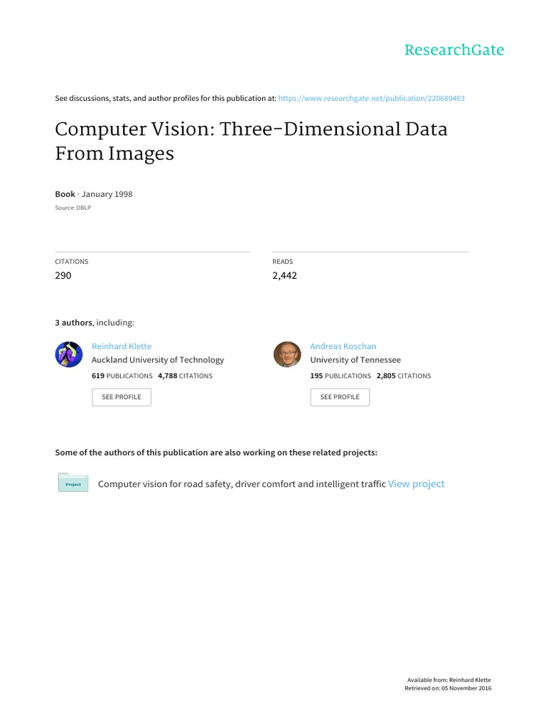 Computer Vision Three-Dimensional Data From Images | PDF | Computer ...