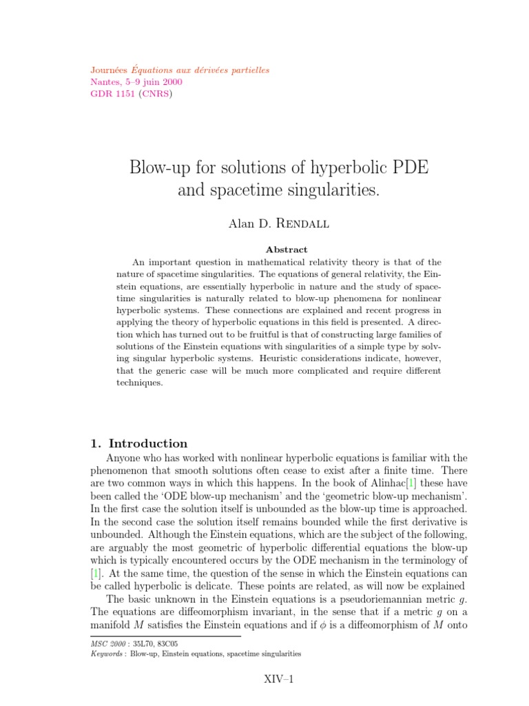 Hyperbolic Space Time Singularities Pdf Equations Ordinary