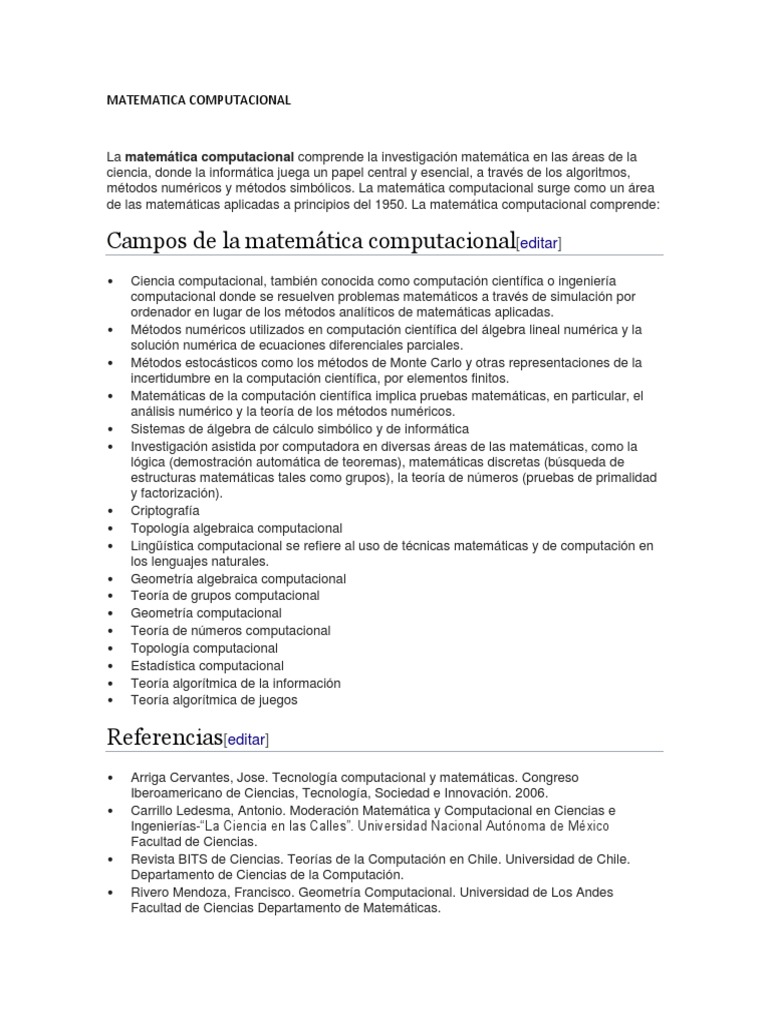 Matematica Computacional | PDF | Ciencias de la Computación | Análisis numérico
