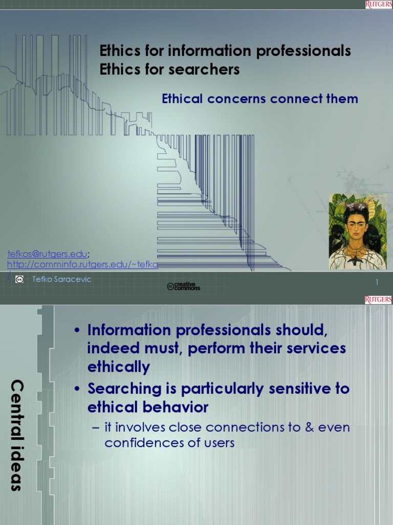 Ethics For Information Professionals Ethics For Searchers: Ethical ...