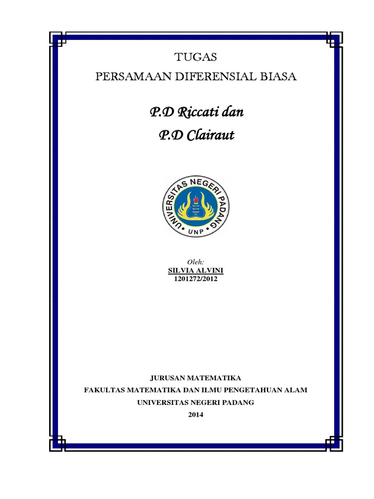 Persamaan Diferensial Riccati dan Clairaut | PDF