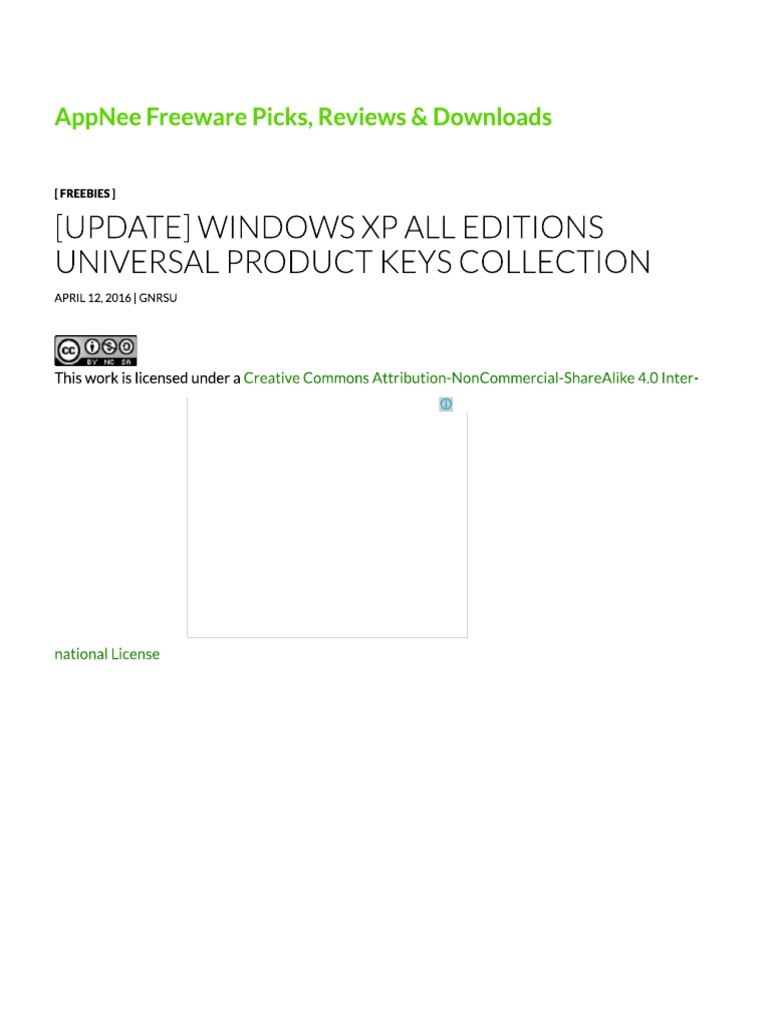 Windows XP All Editions Universal Product Keys Collection | PDF ...