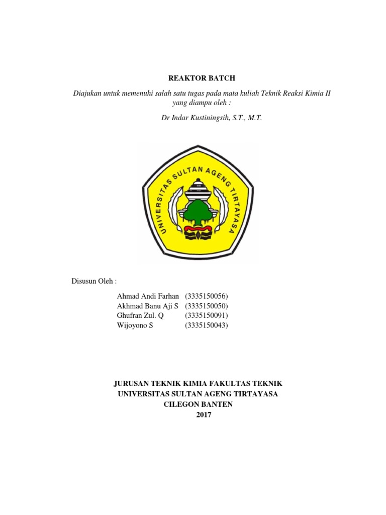 Reaktor Batch TRK 2 | PDF