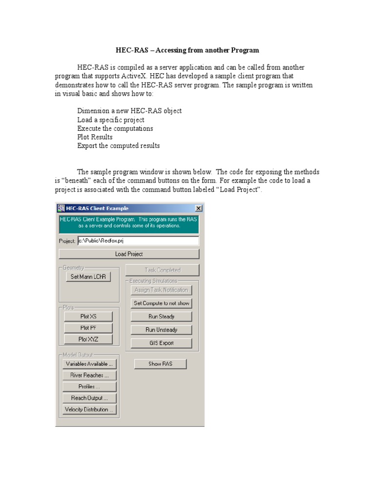 HEC-RAS - Accessing From Another Program | PDF