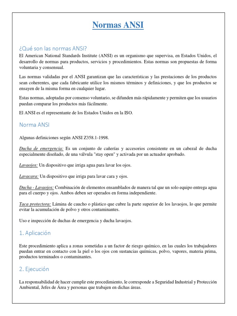 Normas ANSI | PDF | Ducha | Agua