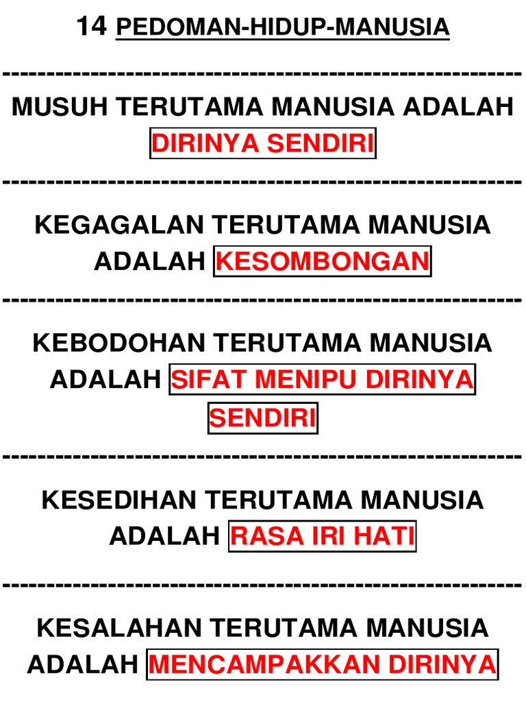 14 Pedoman Hidup | PDF