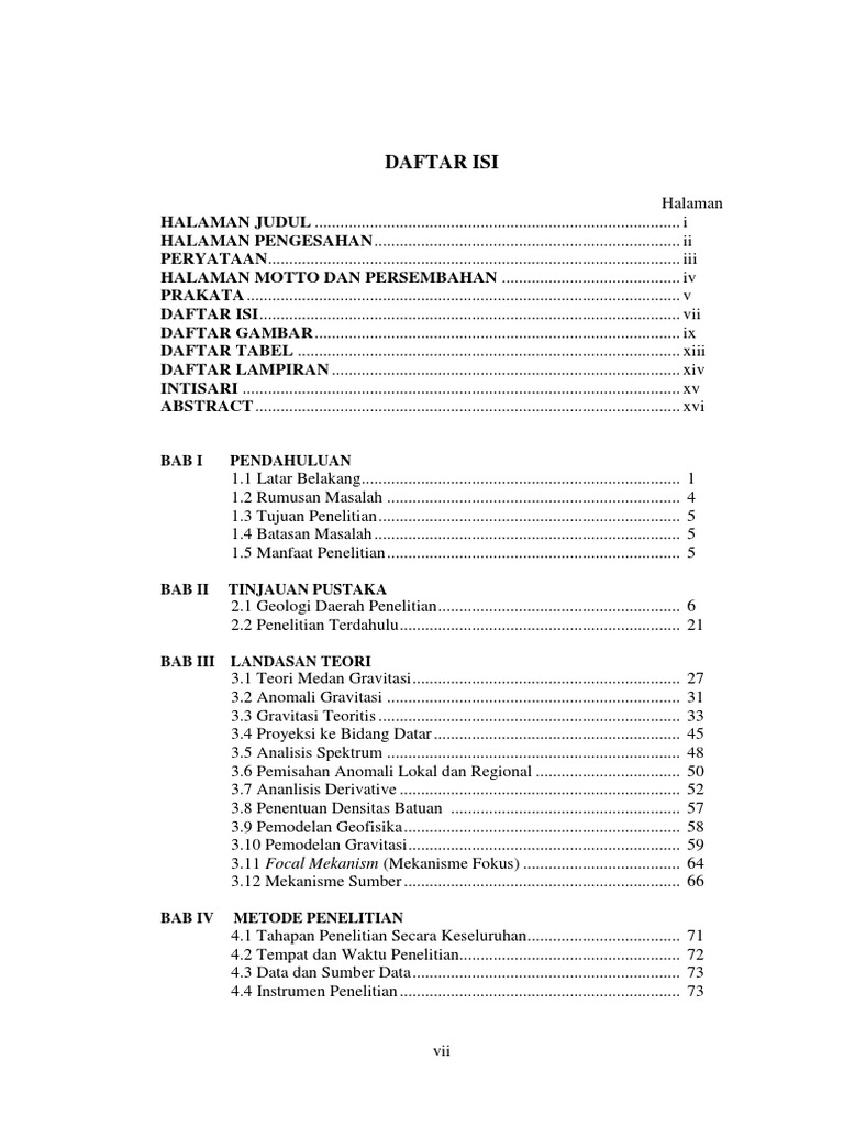 Daftar Isi Tesis | PDF