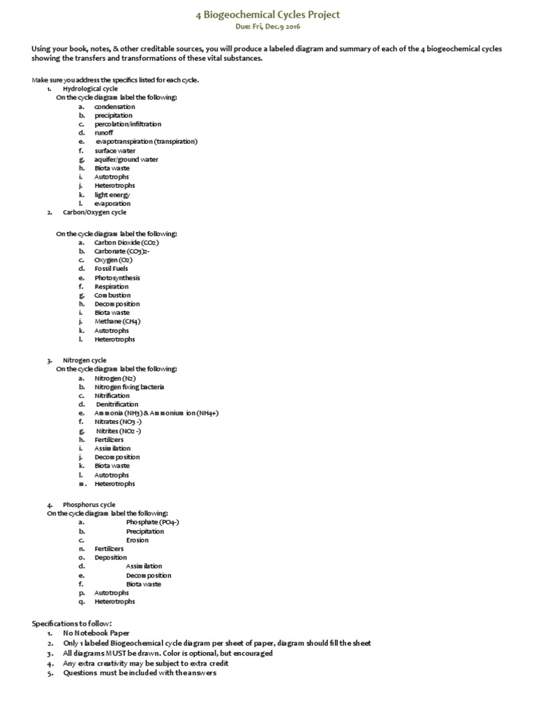 4 Biogeochemical Cycles Project-1 | PDF | Nitrogen | Water
