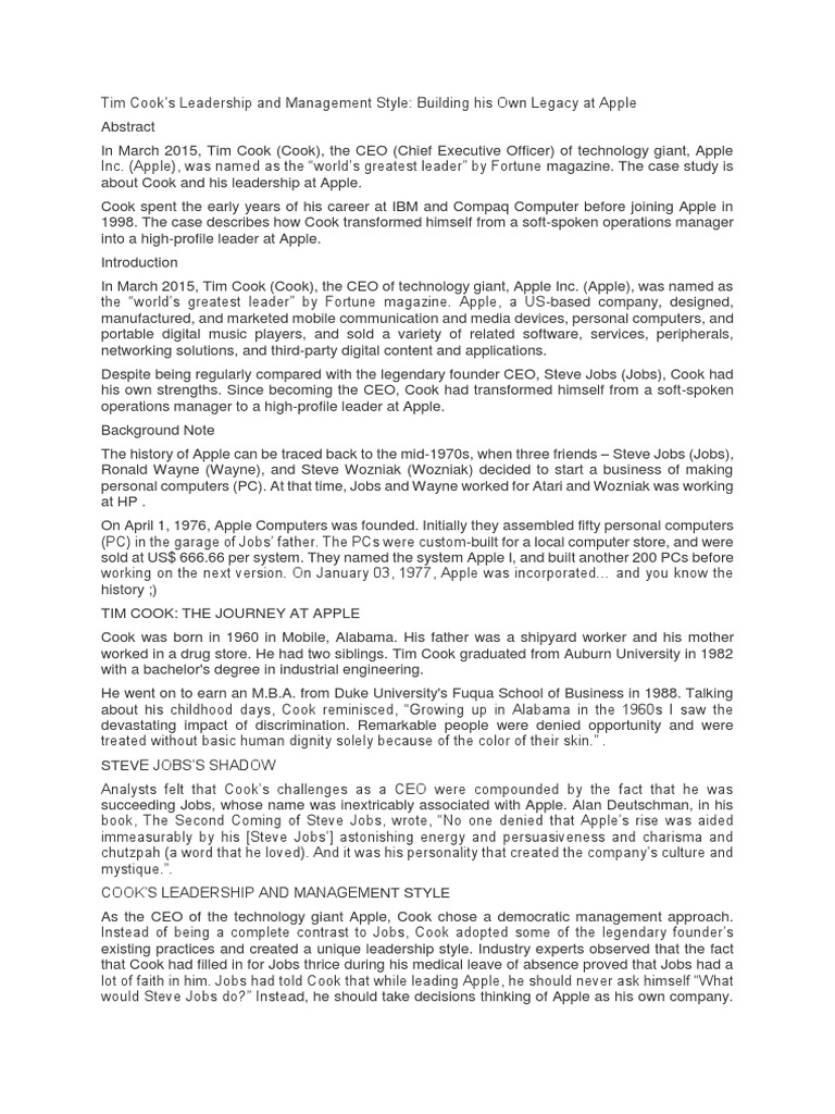Tim Cook | PDF | Apple Inc. | Personal Computers