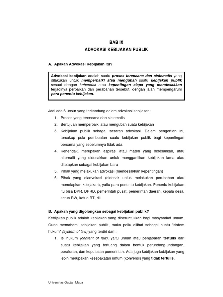 Teknik dan Strategi Advokasi Kebijakan | PDF