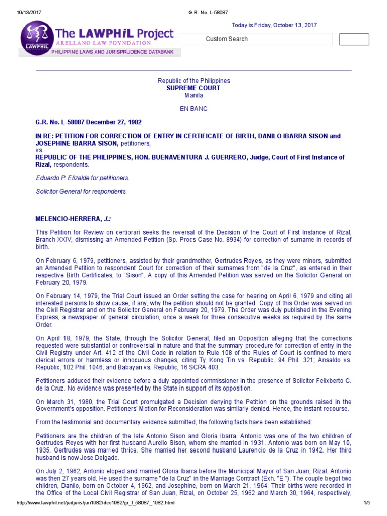 In Re Correction of Entry | PDF | Solicitor General Of The United ...