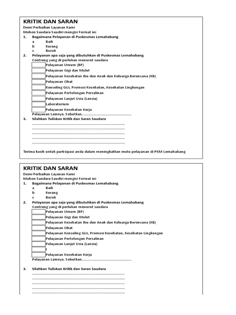 Kritik Dan Saran | PDF