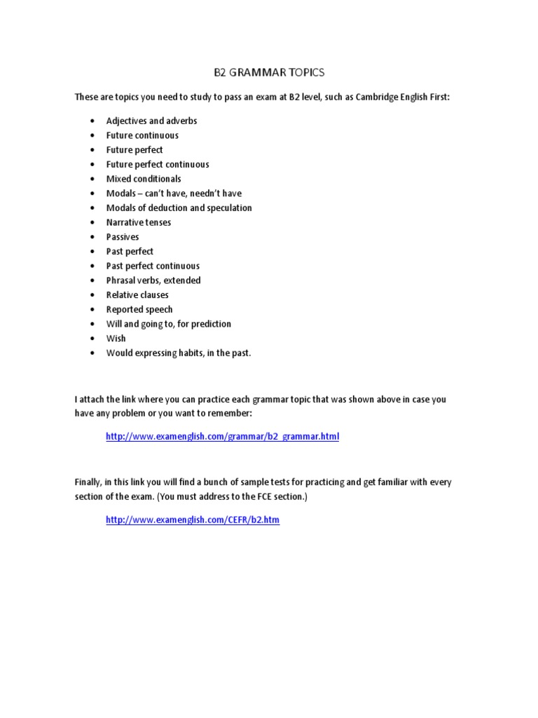 b2 Grammar Topics | PDF | Linguistics | Cognitive Science