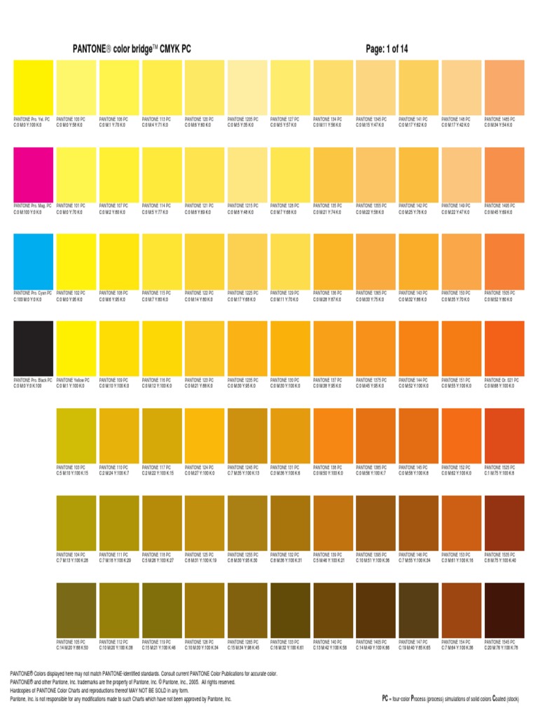 Guía de colores PANTONE® CMYK PC | PDF | Impresión | Gráficos de ...