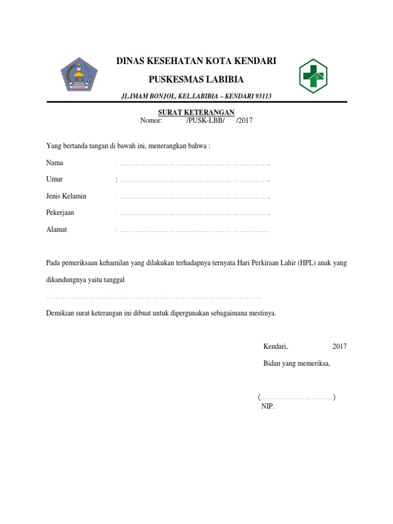 Surat Keterangan HPL Kehamilan | PDF