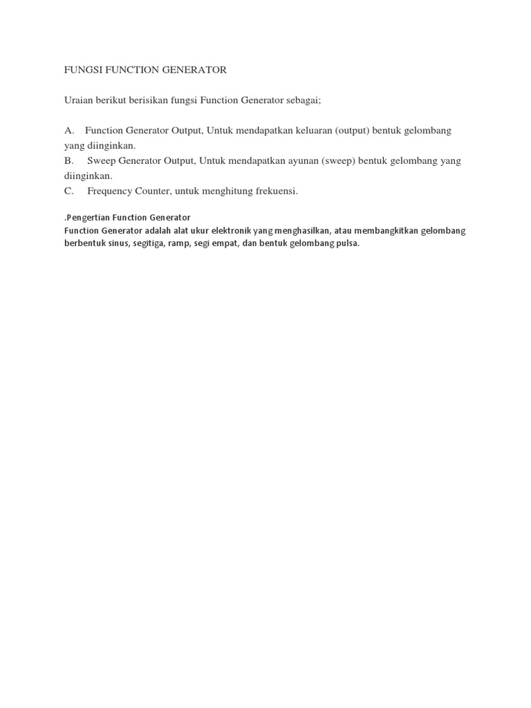 Fungsi Function Generator | PDF