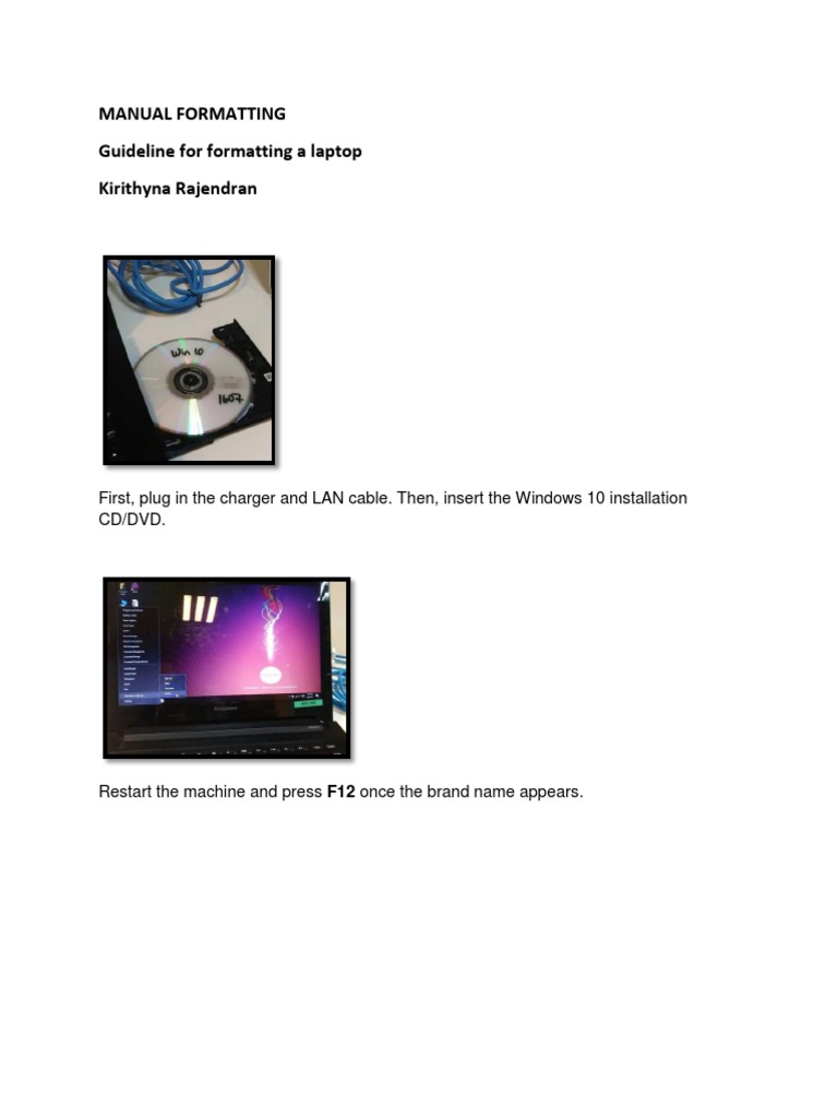 Manual Formatting Guideline For Formatting A Laptop Kirithyna Rajendran ...