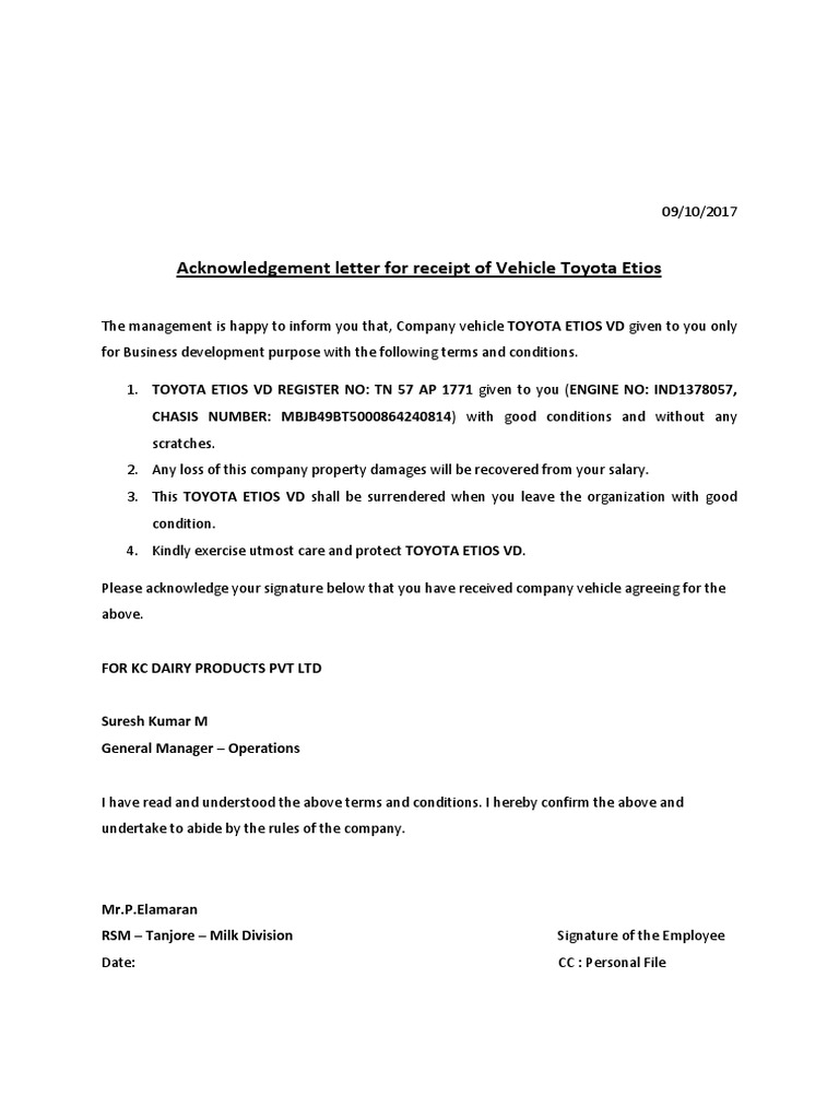 Vehicle Handover | PDF | Business | Finance & Money Management