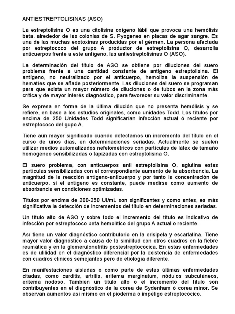 Importancia de las Antiestreptolisinas O | PDF | Estreptococo | Anticuerpo