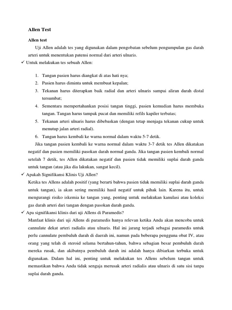 Allen Test | PDF