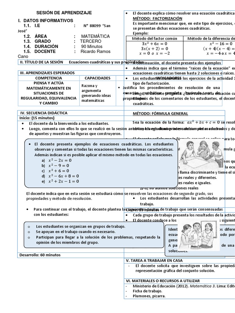 Sesion 3° Ecuaciones Cuadraticas | PDF | Ecuación cuadrática | Fórmula