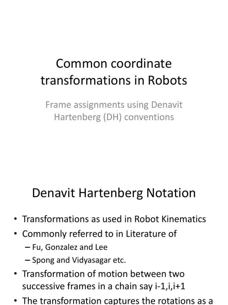 DH Representation in Kinematic Chain | Download Free PDF | Cartesian ...