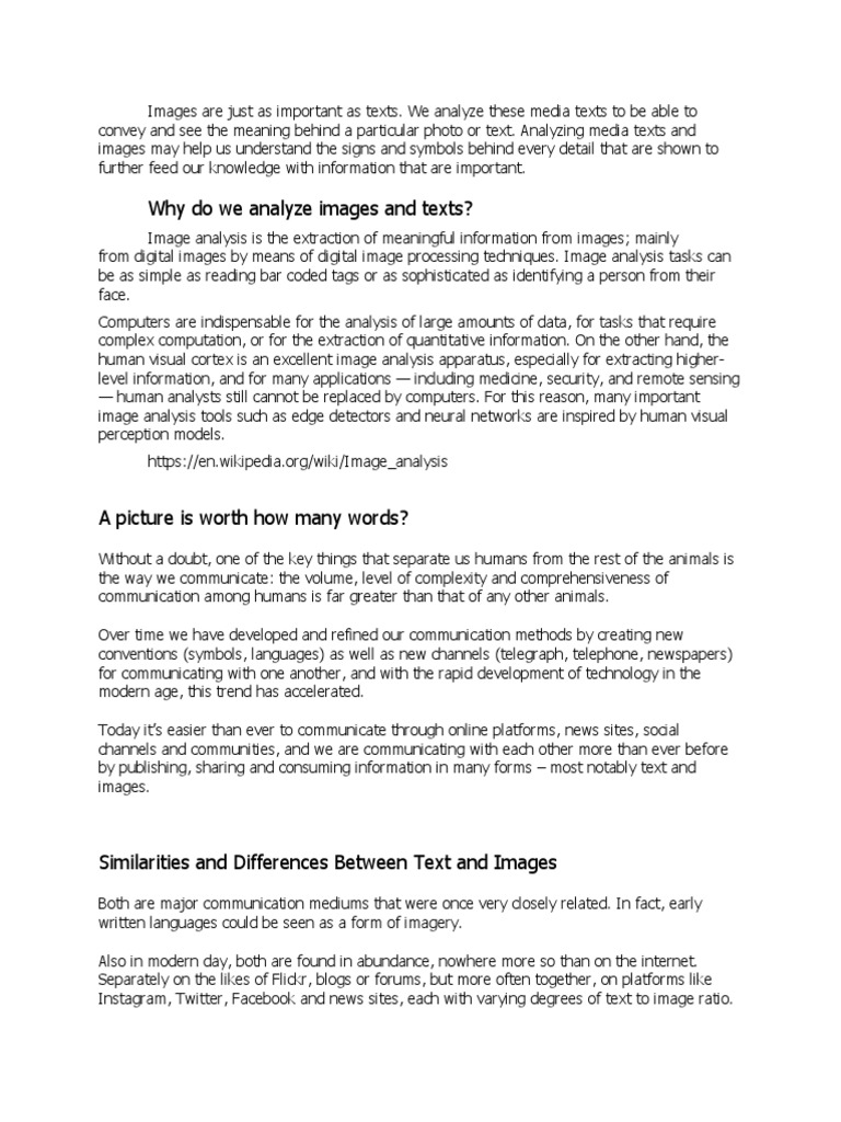 Why Do We Analyze Images and Texts? | PDF | Communication | Information
