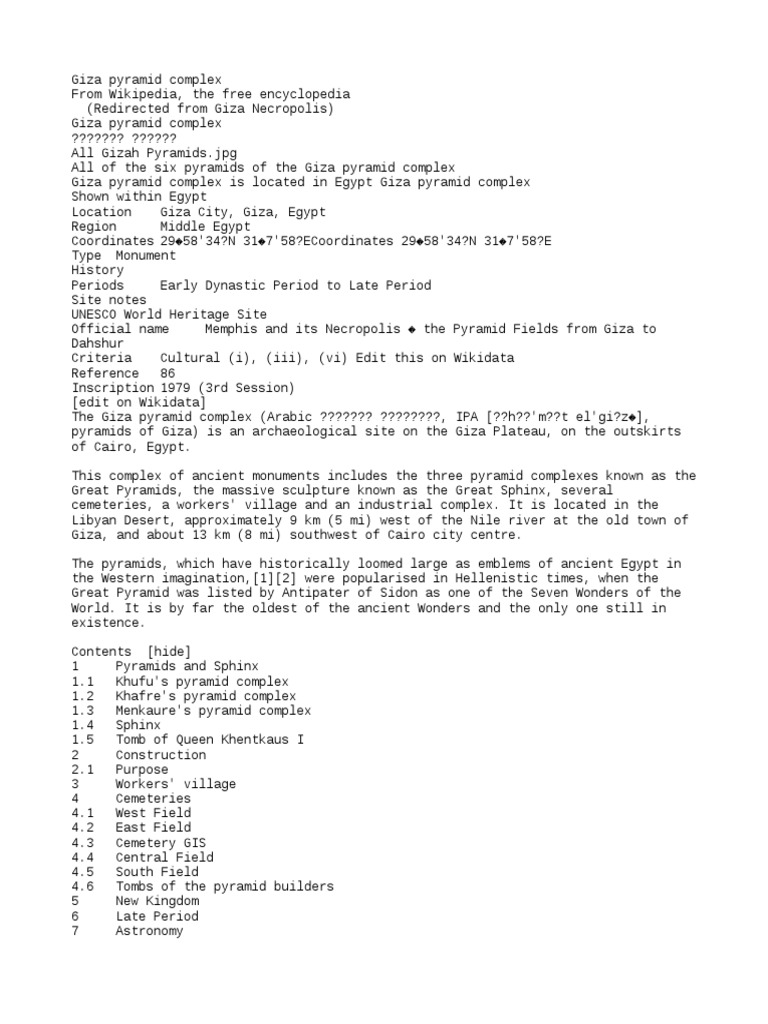 Giza Pyramid Complex | PDF | Egyptian Pyramids | Archaeology