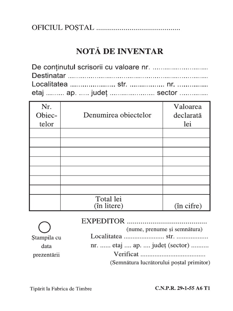 Nota de Inventar | PDF