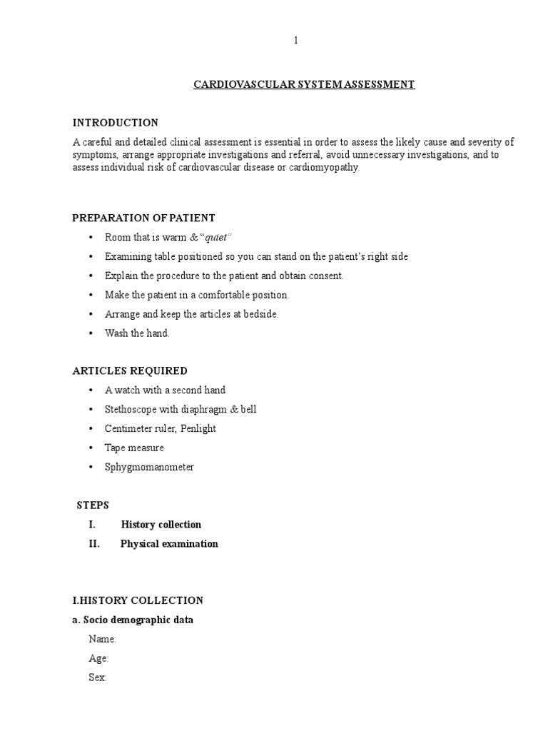 Cardiac Assessment Format | Pulse | Heart Valve