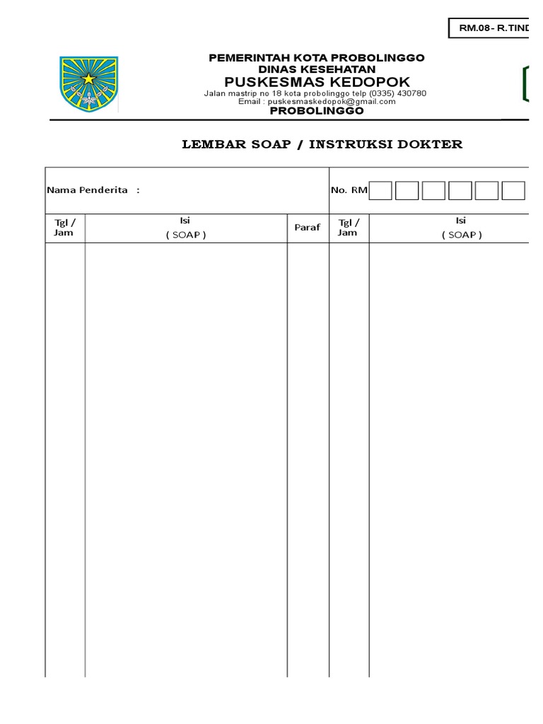 Contoh Lembar SOAP untuk Dokter | PDF