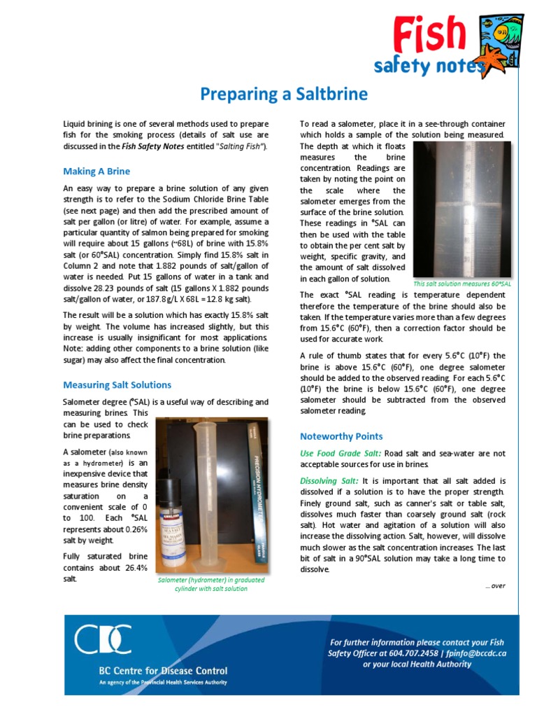 Preparing A Salt Brine Nov 13 | PDF | Sodium Chloride | Solution