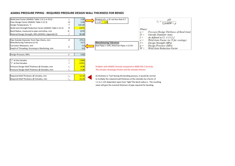 As4041 Pressure Piping Allowable Wall Thickness For Bends | PDF