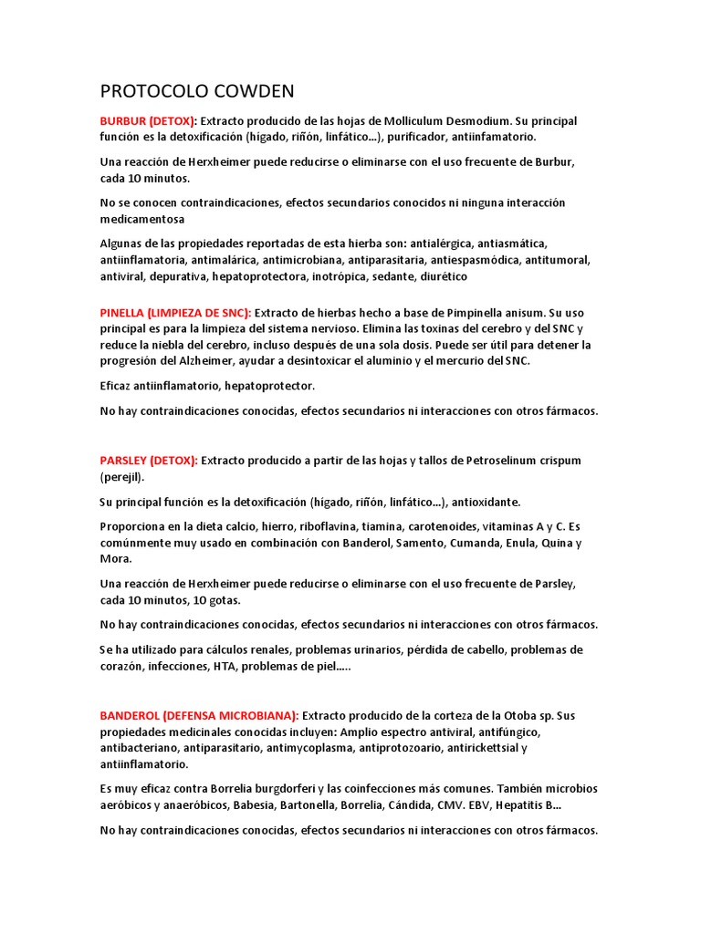 Protocolo Cowden Hierbas | PDF | Antibióticos | Droga antiviral