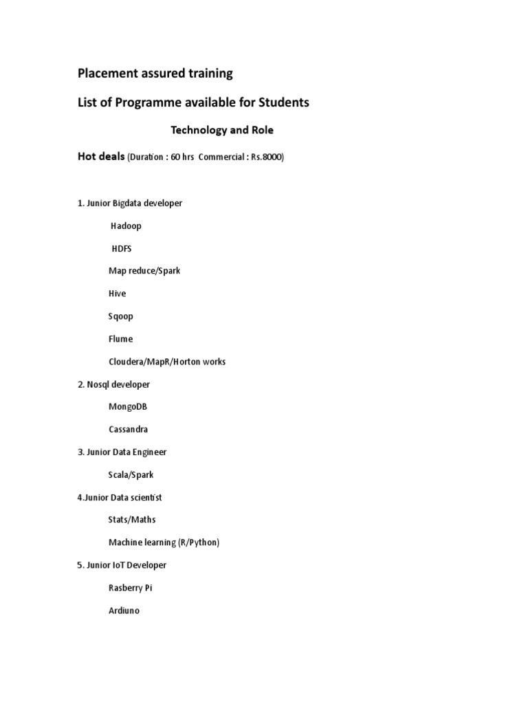 Placement-Assured IT Training Programs | PDF | Apache Spark ...
