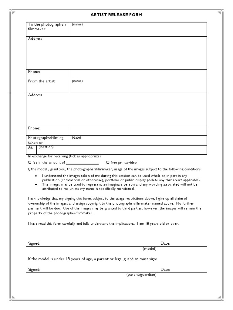 Artist Release Form | PDF