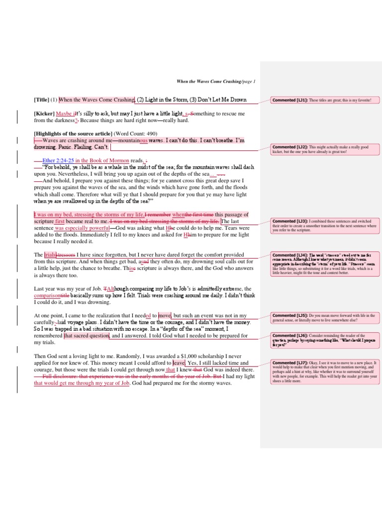 (Title) (1) When The Waves Come Crashing, (2) Light in The Storm, (3 ...