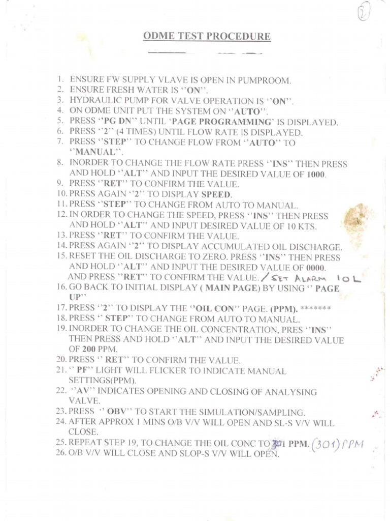 Odme Test Procedure | PDF